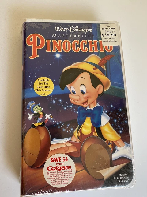 DISNEY’S PINOCCHIO VHS Video Tape Masterpiece Rare VTG BRAND NEW EUR 15 ...