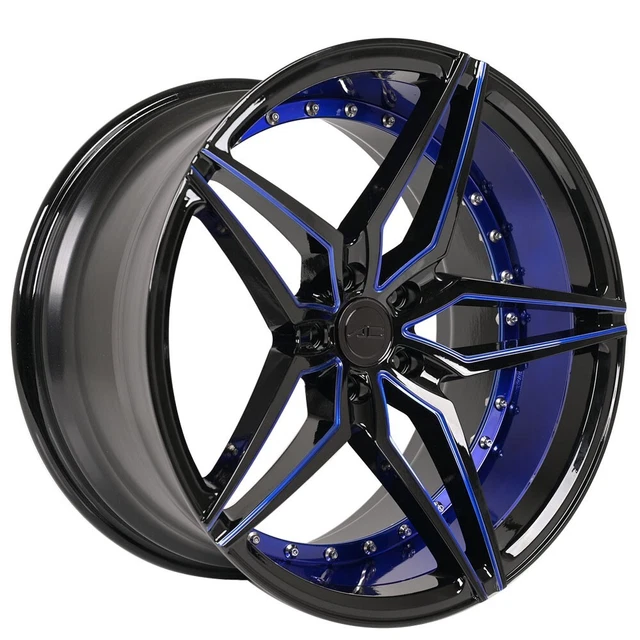 20& STAGGERED AC Wheels Ac01 Black/Candy Blue Accents Extreme Concave ...