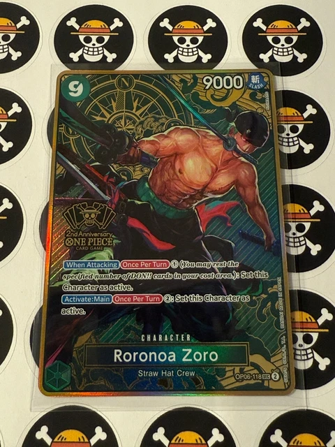 ONE PIECE CARD OP06-118 SEC Roronoa Zoro 2nd ANNIVERSARY English £39.00 ...