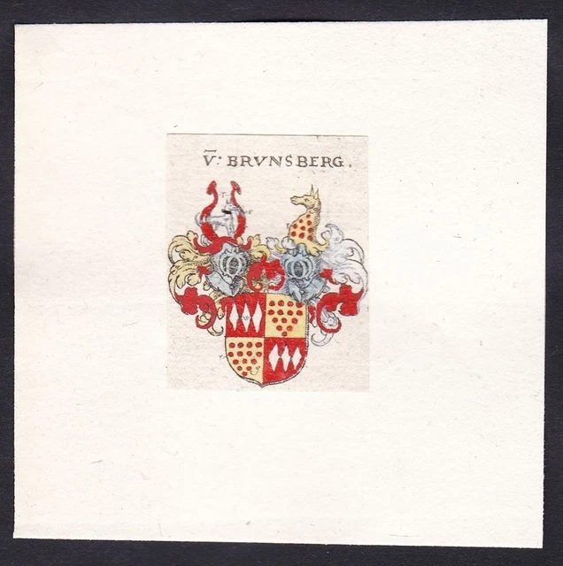 BRUNSBERG ARMOIRIES COAT De Arms Blason Héraldique Heraldry Gravure sur ...