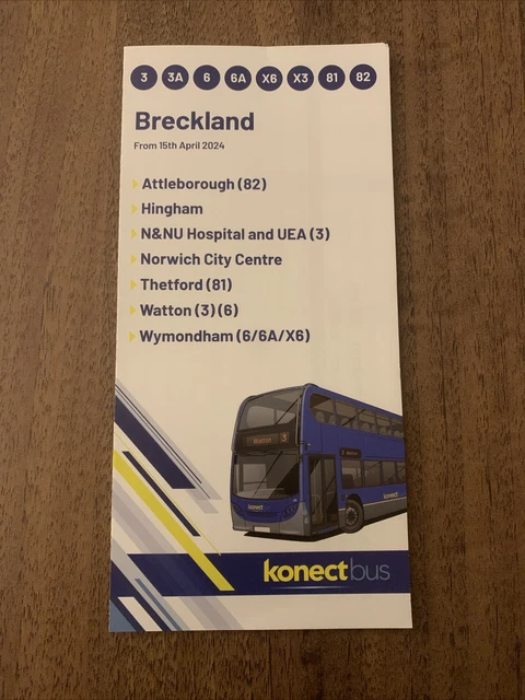 KONECTBUS: BRECKLAND routes timetable April 2024 edition £1.95 ...