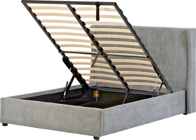 AMELIA PLUS 5FT Kingsize Storage Lift up Bed Dark Grey Velvet Fabric £ ...