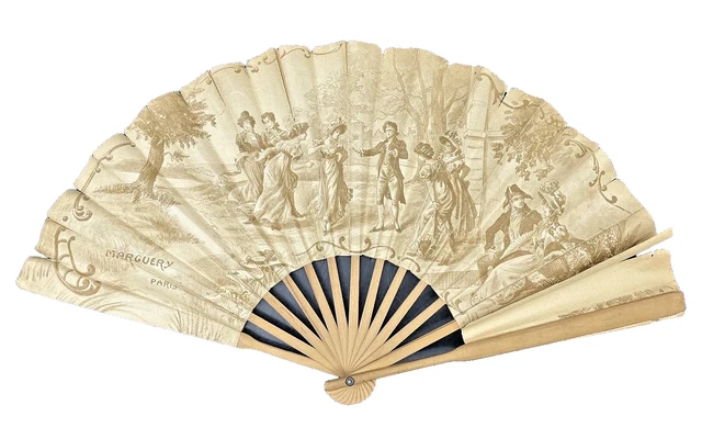BEAUTIFUL FAN 1920S - Marguery, Paris 18th C. courting scene Francolin ...