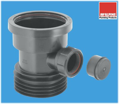 MCALPINE 4& / 110mm Drain Connector with 40mm Waste Pipe Boss in Black ...
