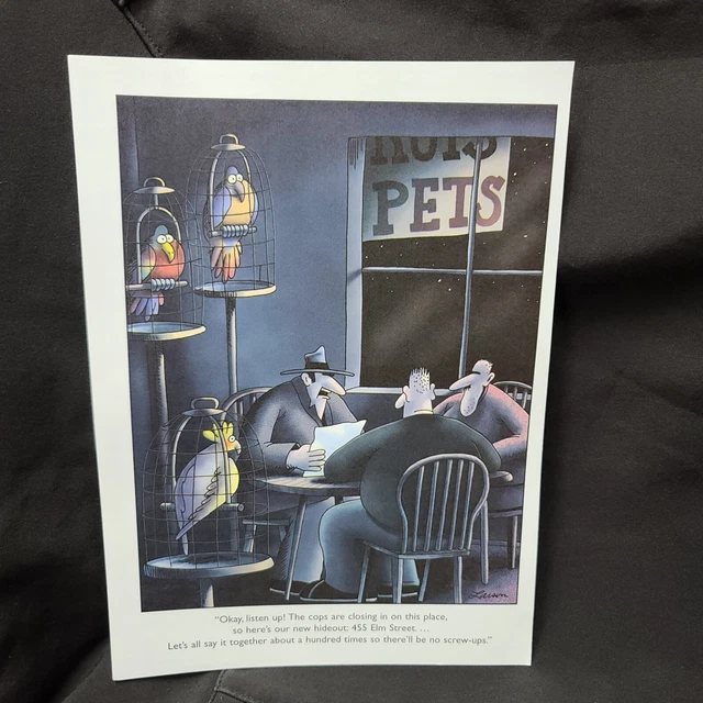 THE FAR SIDE Art Gary Larson "Incriminating Parrot" 6.5" X 9" Page for ...