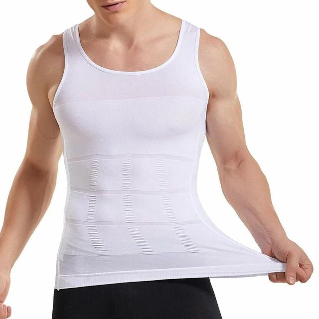 MEN SLIMMING BODY Shaper Belly Tummy Control Compression Vest Underwear ...