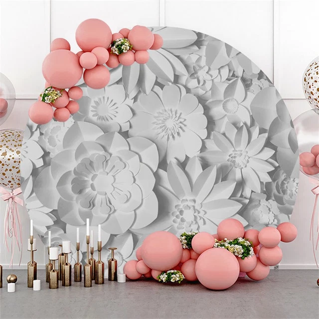 SOLID GREY PAPER Flower Round Backdrop For Birthday $37.90 - PicClick AU