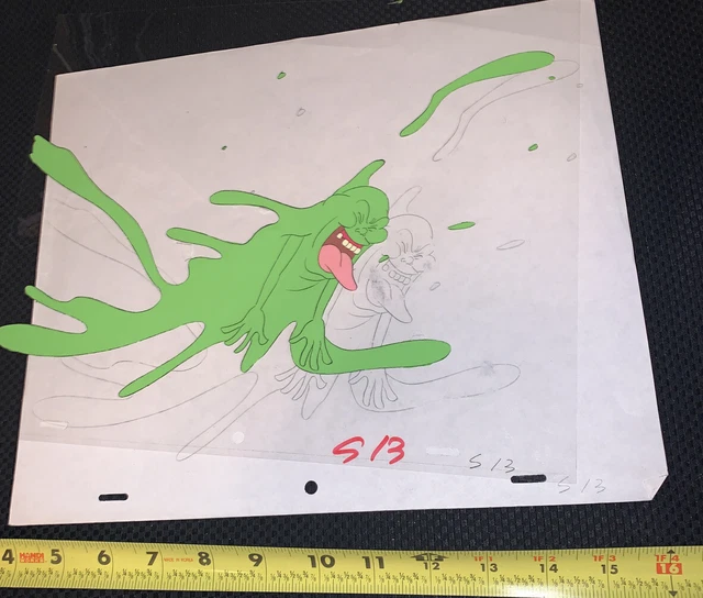 REAL GHOSTBUSTERS CARTOON Animation Cel & Hand Drawn Sketch SLIMER ...