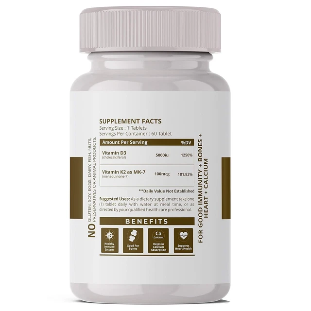 DAILY NUTRA VITAMIN D3 + K2 Tablets Boost Bone Strength & Joint Care ...
