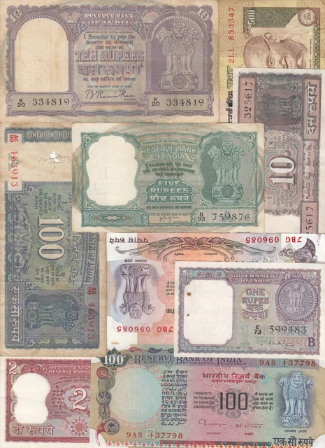 INDIA, SET OF 9, All Different Old Issue Banknotes, Rare Collection £39 ...