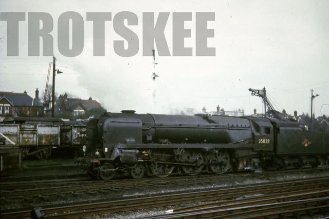 35MM SLIDE BR British Railways Steam Loco 35028 Class MN Bournemouth ...