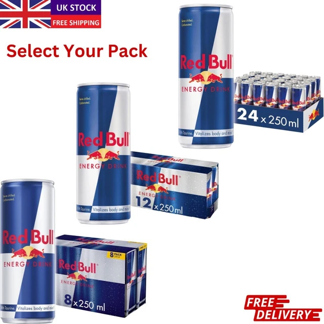 RED BULL ENERGY Drink - 250ml (Pack of 8, 12, or 24) Classic RED BULL ...
