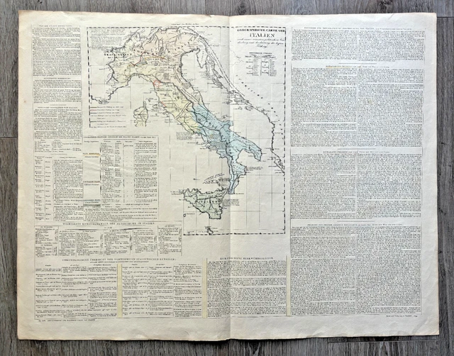 ITALIA 1829 CARTA Geografica storica - Stampa Antica ORIGINALE mappa ...