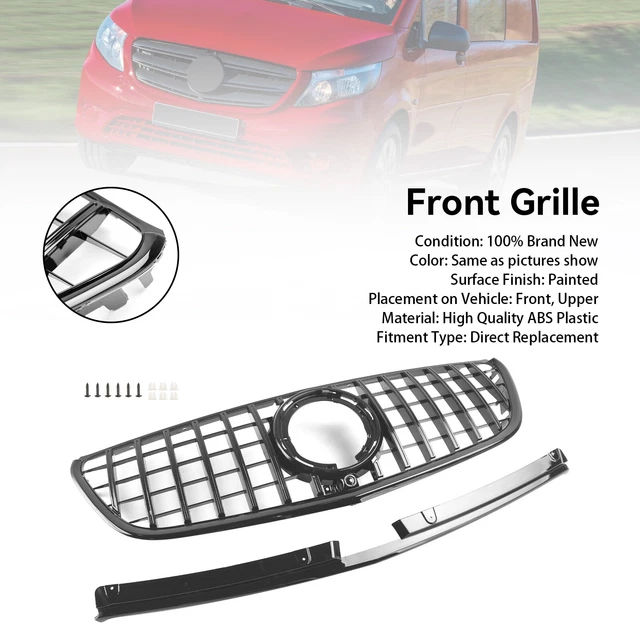 BLACK FRONT GRILLE Grill Fit Mercedes benz vito W447 2020-2023 Facelift ...