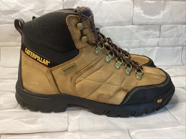CATERPILLAR THRESHOLD BROWN Waterproof Steel Toe Lace Up Work Boots Men ...