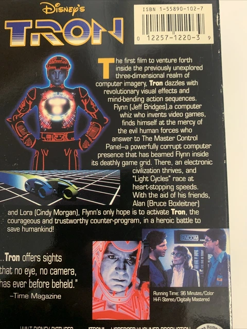 TRON VHS 1995 Jeff Bridges Disney Sci-Fi Action Adventure Film 1982 ...