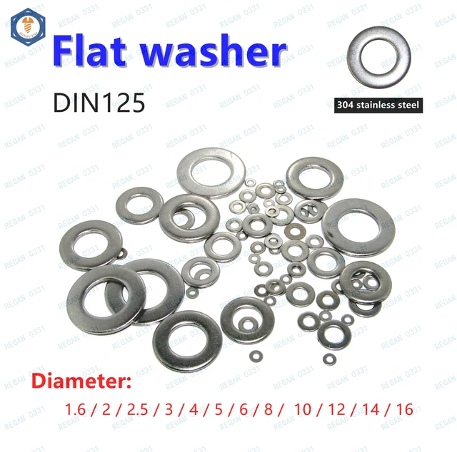 304 STAINLESS FLAT Washer M1.6 M2 M2.5 M3 M3.5 M4 M5 M6 M8 M10 M12 M14 M16 M18.. $7.11 - PicClick CA