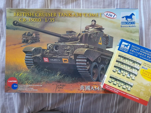 BRONCO 1/35 BRITISH A34 Comet Cruiser Tank, 1st issue + link tracks, parts sealed EUR 42,47 ...