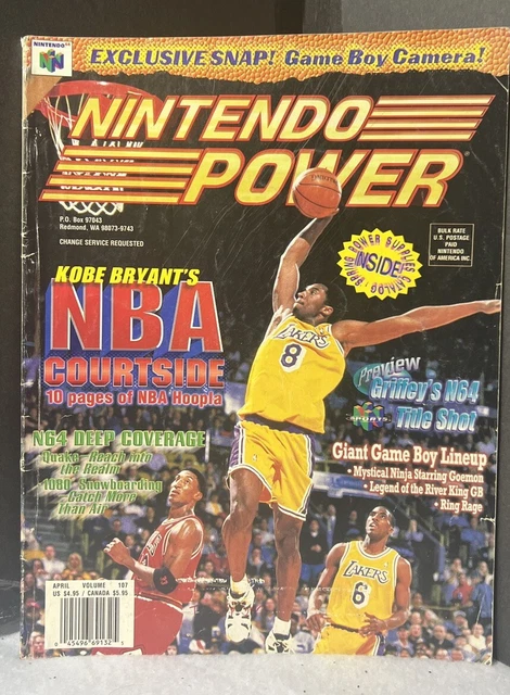 NINTENDO POWER MAGAZINE 107 April 1998 N64 NBA Kobe Bryant w/ Poster ...