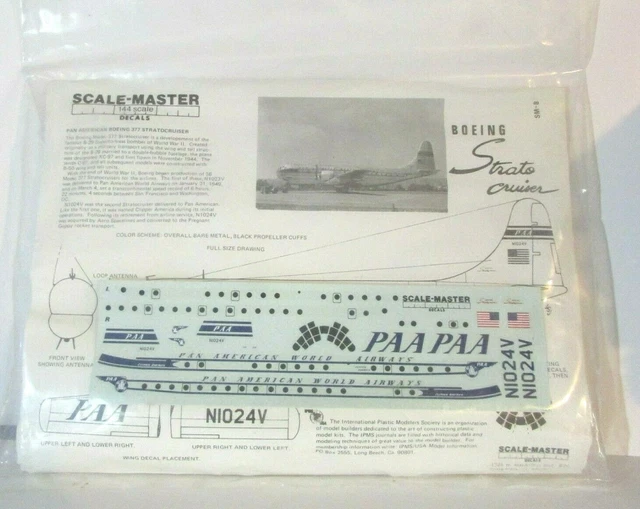 SCALE-MASTER VINTAGE PAN Am Boeing 377 Stratocruiser Model Kit ...