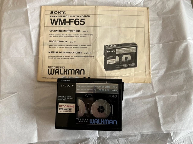 VINTAGE SONY WALKMAN WM-F65 c1985 FM/AM PERSONAL RADIO CASSETTE PLAYER ...