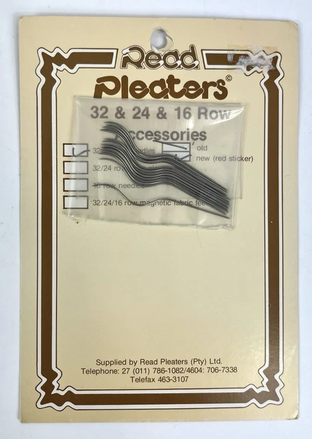 VINTAGE READ PLEATER'S Needles Red Stickers 32/24 Row- 16 Needles $34. ...