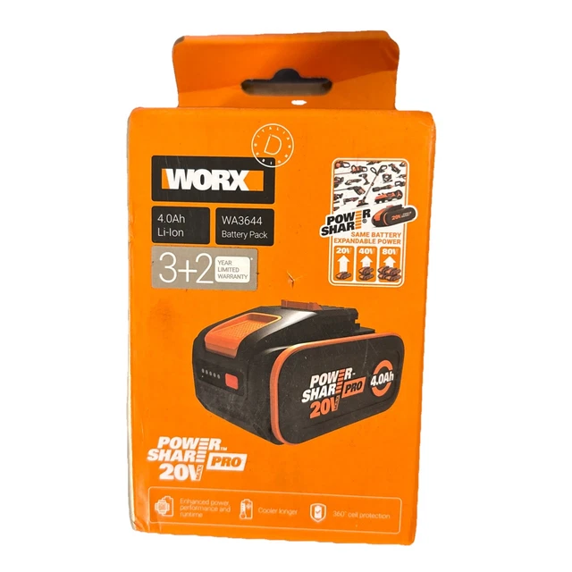 WORX POWERSHARE CORDLESS 4.0Ah Battery pack Powershare High Capacity ...