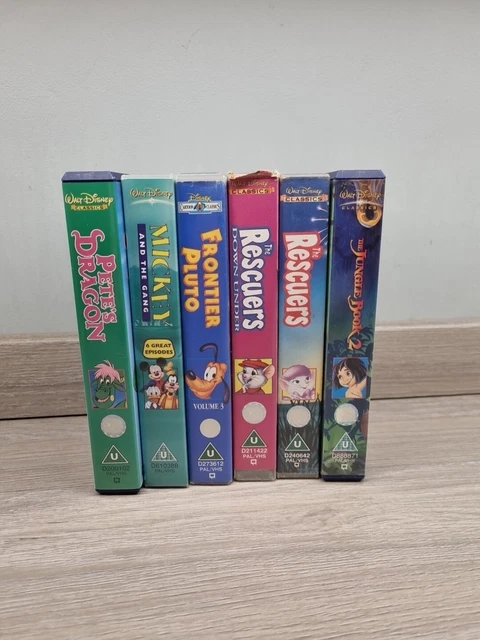 BUNDLE OF 6 Childrens Disney VHS Videos Mickey Petes Dragon Rescuers £5 ...