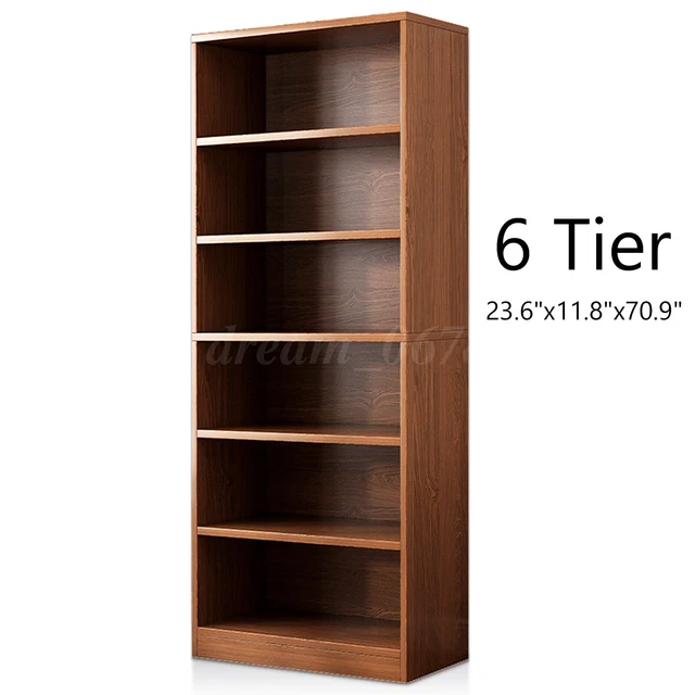 6 SHELF WOOD Bookcase Bookshelf Storage Display Rack Book Shelving 71 ...