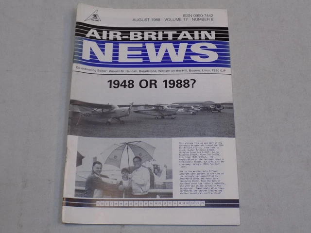 AIR-BRITAIN NEWS MAGAZINE Aug 1988 Airplanes History Auster Autocrat ...