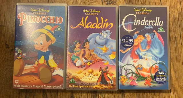 WALT DISNEY CLASSICS VHS Pinocchio Aladdin Cinderella £15.00 - PicClick UK