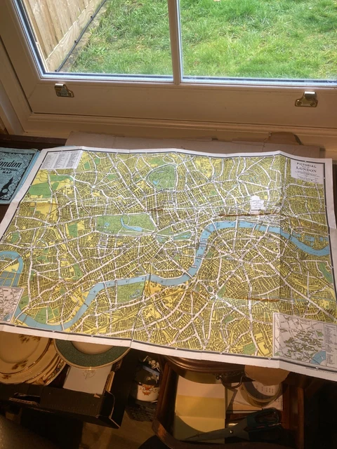 1940S FOLD OUT pictorial map of london Geographers £15.28 - PicClick UK