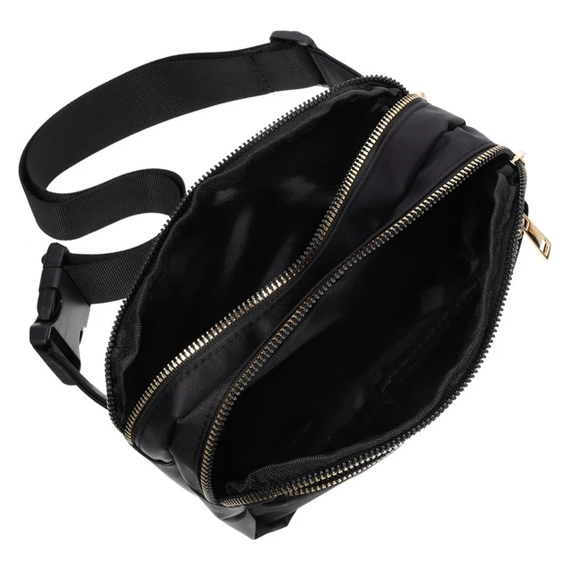 PORTABLE BLACK NYLON Fanny Pack Waist Bag For Women Travel Running Belt ...