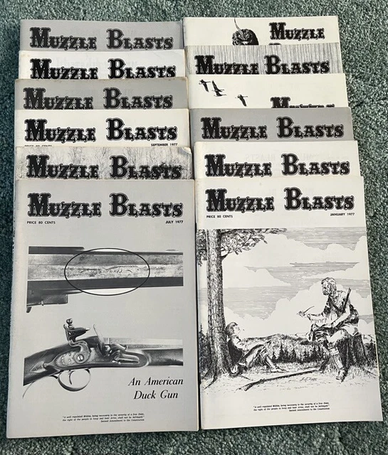 VINTAGE FULL YEAR Muzzle Blasts Magazine 1977 muskets militia black ...