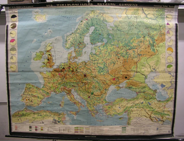 SCHOOL WALL MAP School Map Role Map Economy Use Europe 209x162 $59.49 ...