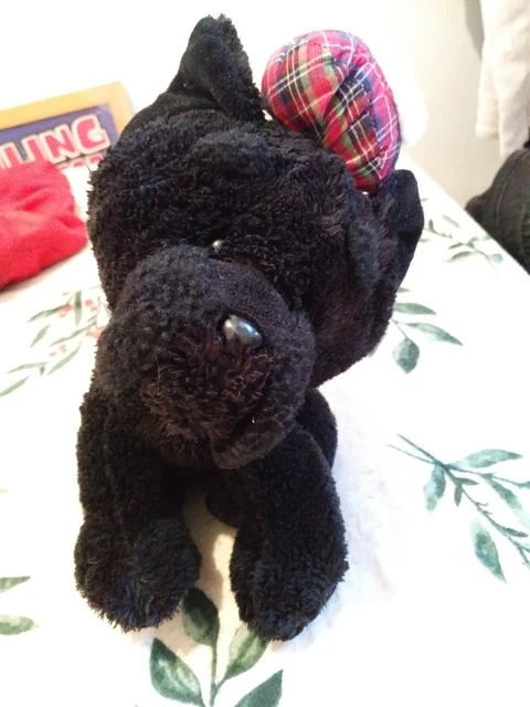 PIPP THE BEAR & Friends Black Scottie Dog With Tartan Hat Soft Plush ...