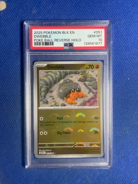 2025 POKEMON SV Black Bolt Dwebble #51 Reverse Holo Master Ball Psa 10 ...