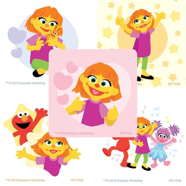 SESAME STREET STICKERS x 5 - Julia Autism Awareness Stickers - Elmo ...