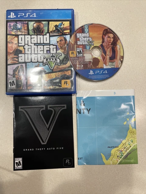 GRAND THEFT AUTO V GTA 5 (Sony PlayStation 4, 2014) PS4 complet avec manuel et carte EUR 18,82 ...