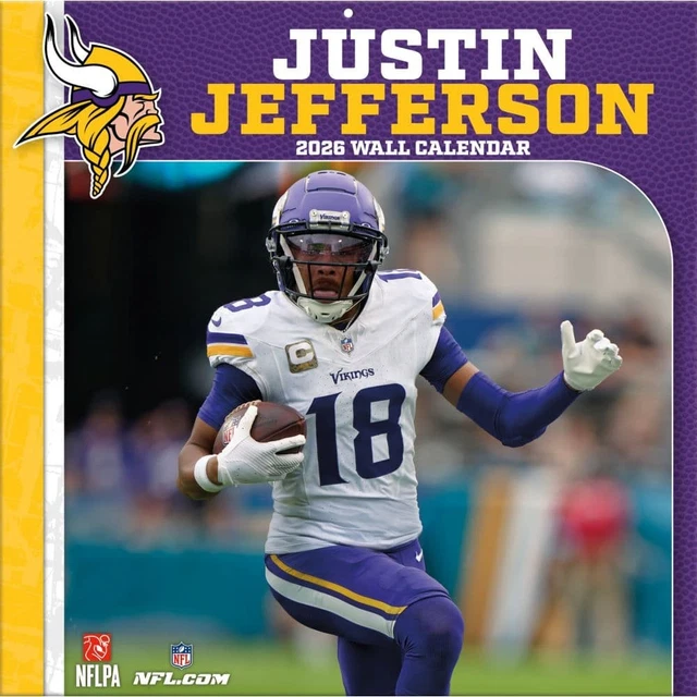 JUSTIN JEFFERSON - Vikings - Calendrier Murale 2026 - Neuf - Licencié ...