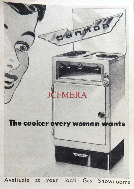 CANNON HOME GAS Cooker Stove ADVERT #5 : Small 1950s Print 670/144 £2. ...