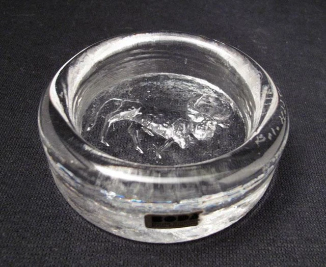 ERIK HOGLUND KOSTA Boda Sweden Bull Art Glass Salt Dish Mid Century ...