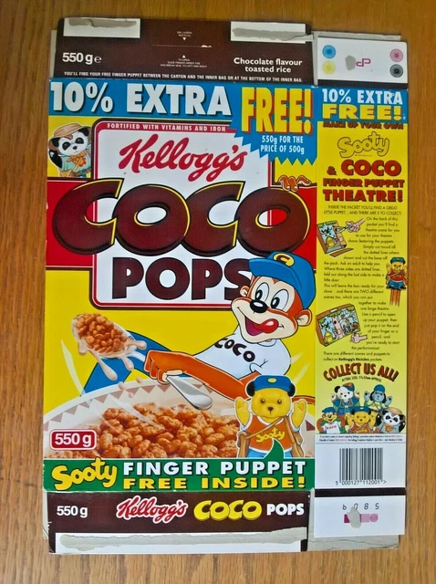 KELLOGGS COCO POPS complete empty cereal box packet: Sooty Finger ...