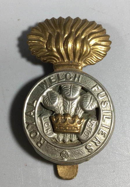GENUINE WW2 ROYAL Welch Fusiliers Regiment Bi-Metal Cap Badge With ...