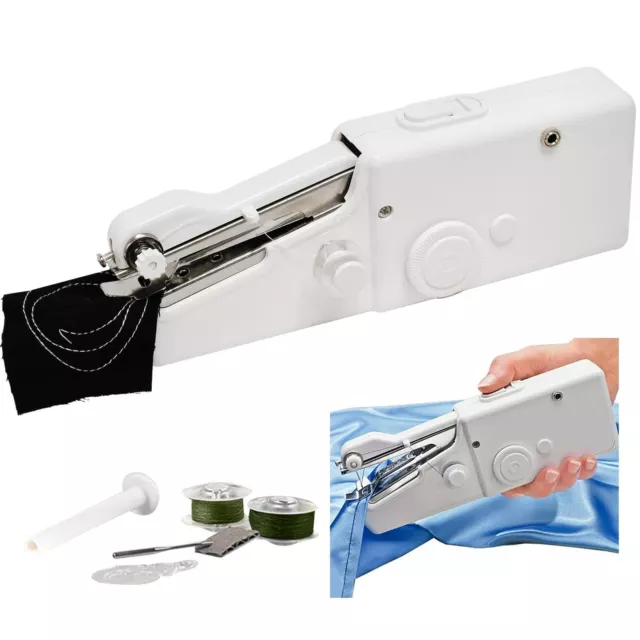 MINI HANDHELD CORDLESS Sewing Machine Hand Held Thread Stitch Clothes ...