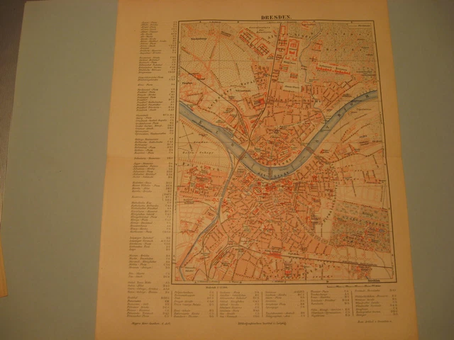 DRESDA DINTORNI - mappa del 1885 mappa della città con registro ...