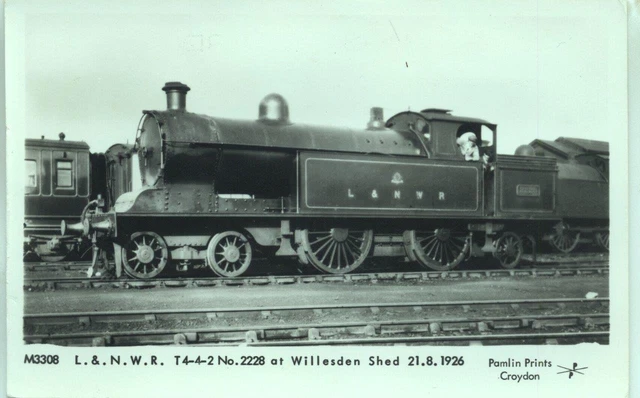 PAMLIN REPRO PHOTO postcard M3308 LNWR Precursor Tank 4-4-2 2228 ...