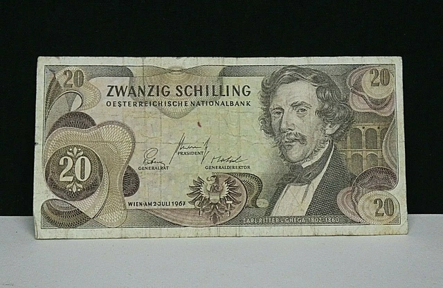 ANTICA BANCONOTA AUSTRIAN Banknote 20 Zwanzig Schilling 1967 20 ...