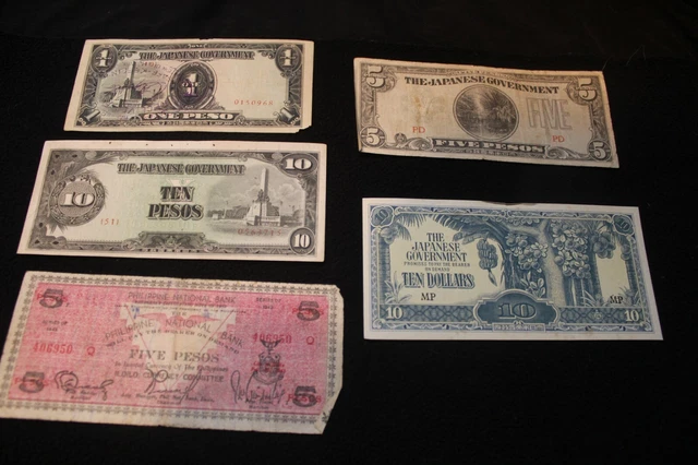 WW2 JAPANESE MILITARY MONEY [Military Scrip] 5 diffrent Ones £75.49 ...