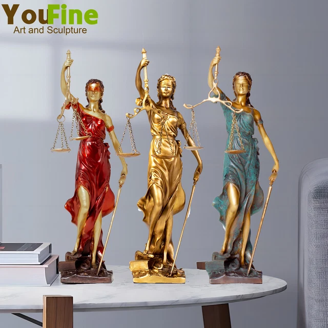 BRONZE LADY JUSTICE Statue Greek Goddess of Justice Bronze Sculpture ...